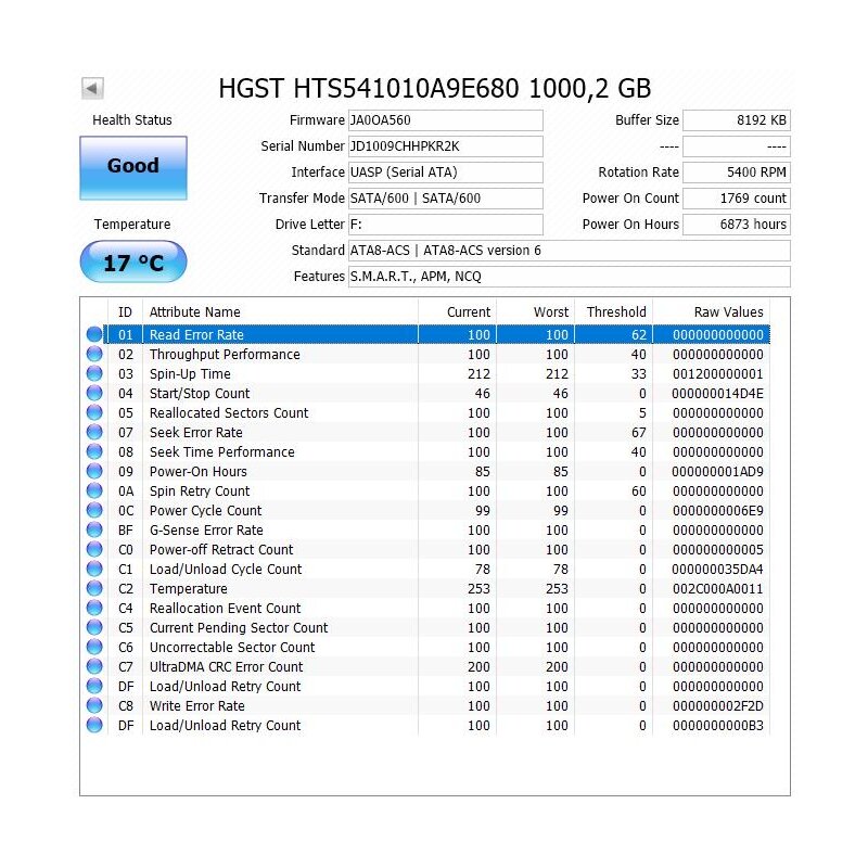 HGST HTS721010A9E630 1TB 2,5" SATA HDD