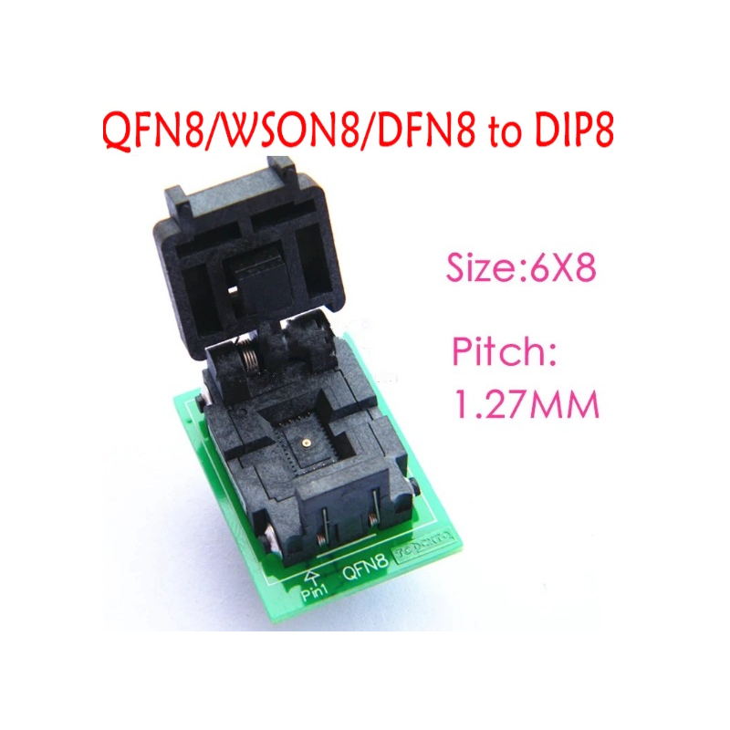 QFN8 zu DIP8 Adapter 6x8mm Pitch 1,27mm WSON8 DFN8 MLF8 zu DIP8